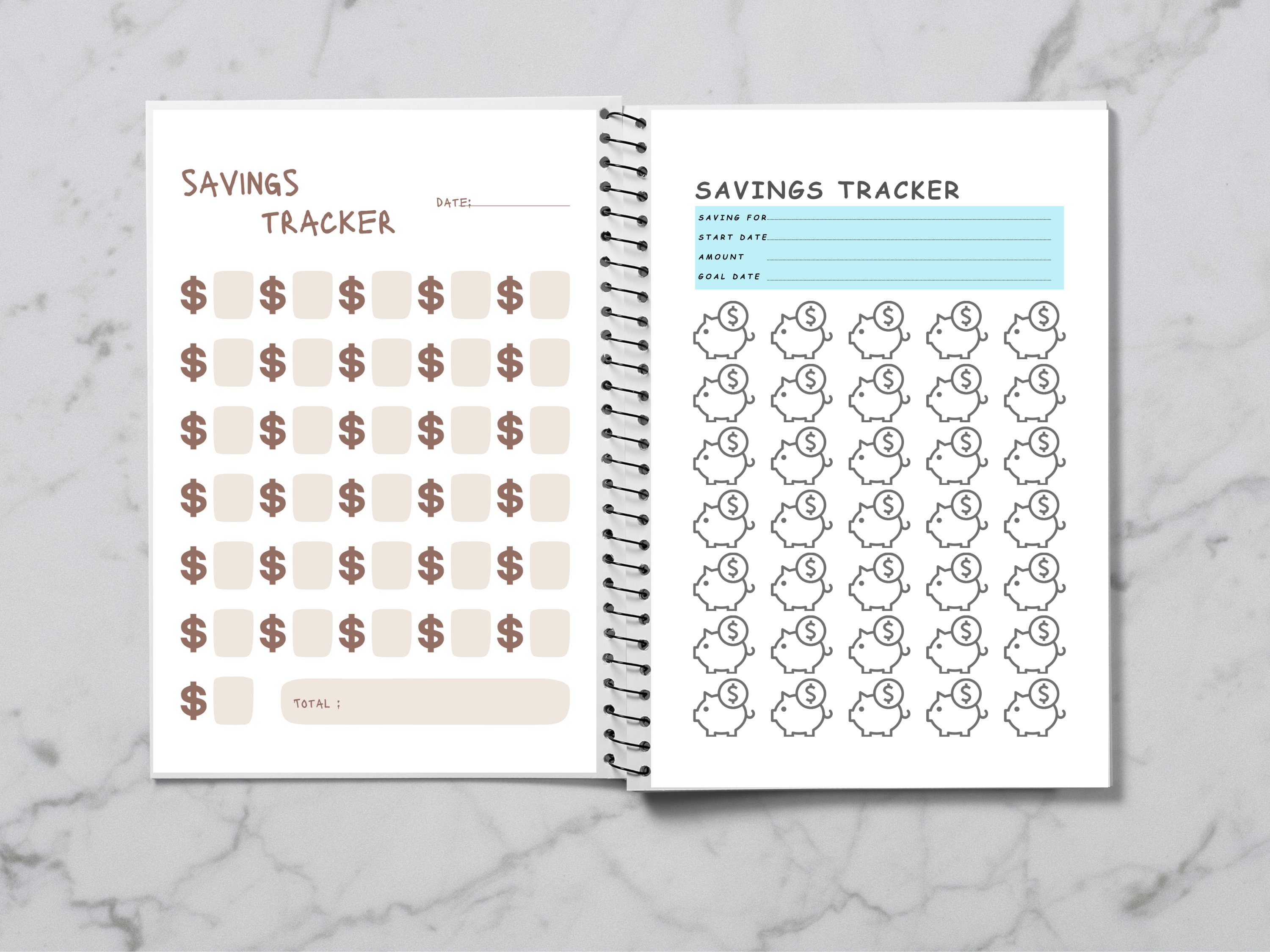 Savings Challenge Digital, Savings Challenge Printable, Savings Tracker ...