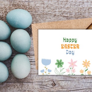 Printable Pastel Flower Easter Card, Easter Cards, Digital Easter ...