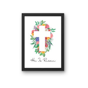 Printable Easter Card, He is Risen Religious Easter Greeting Card, A7 ...