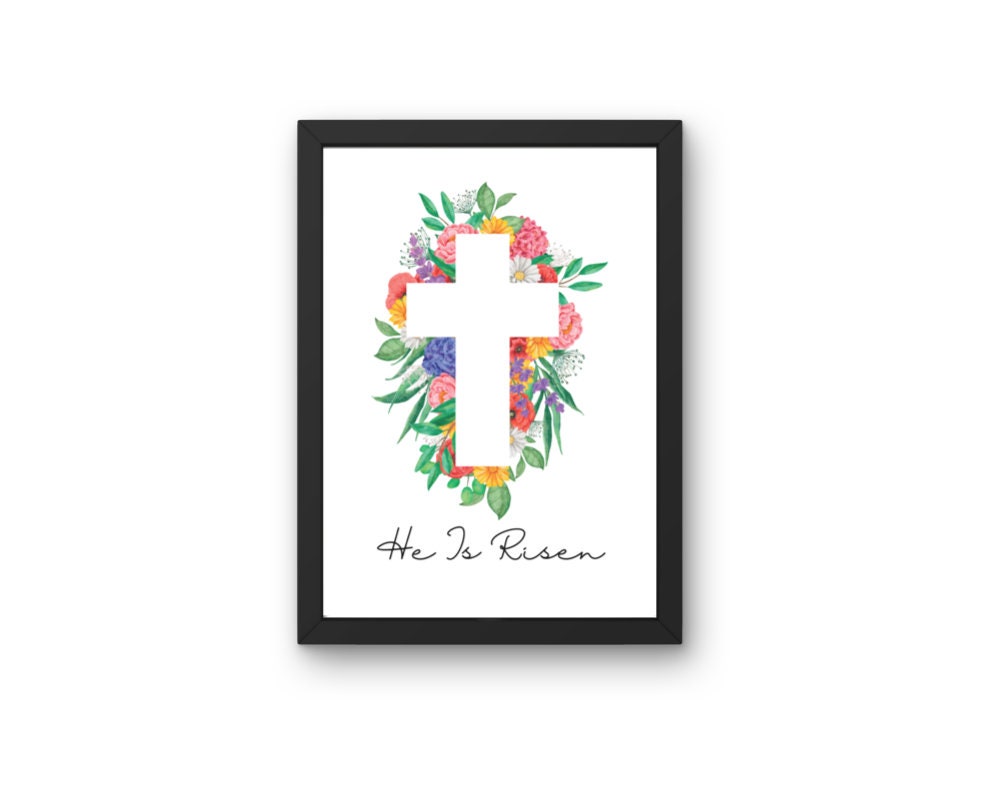 Printable Easter Card, He is Risen Religious Easter Greeting Card, A7 ...