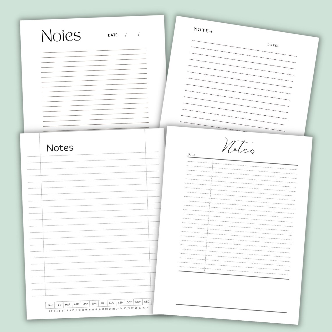 Lined Notes Page Printable, Note Taking Template, Lined Notes Writing ...