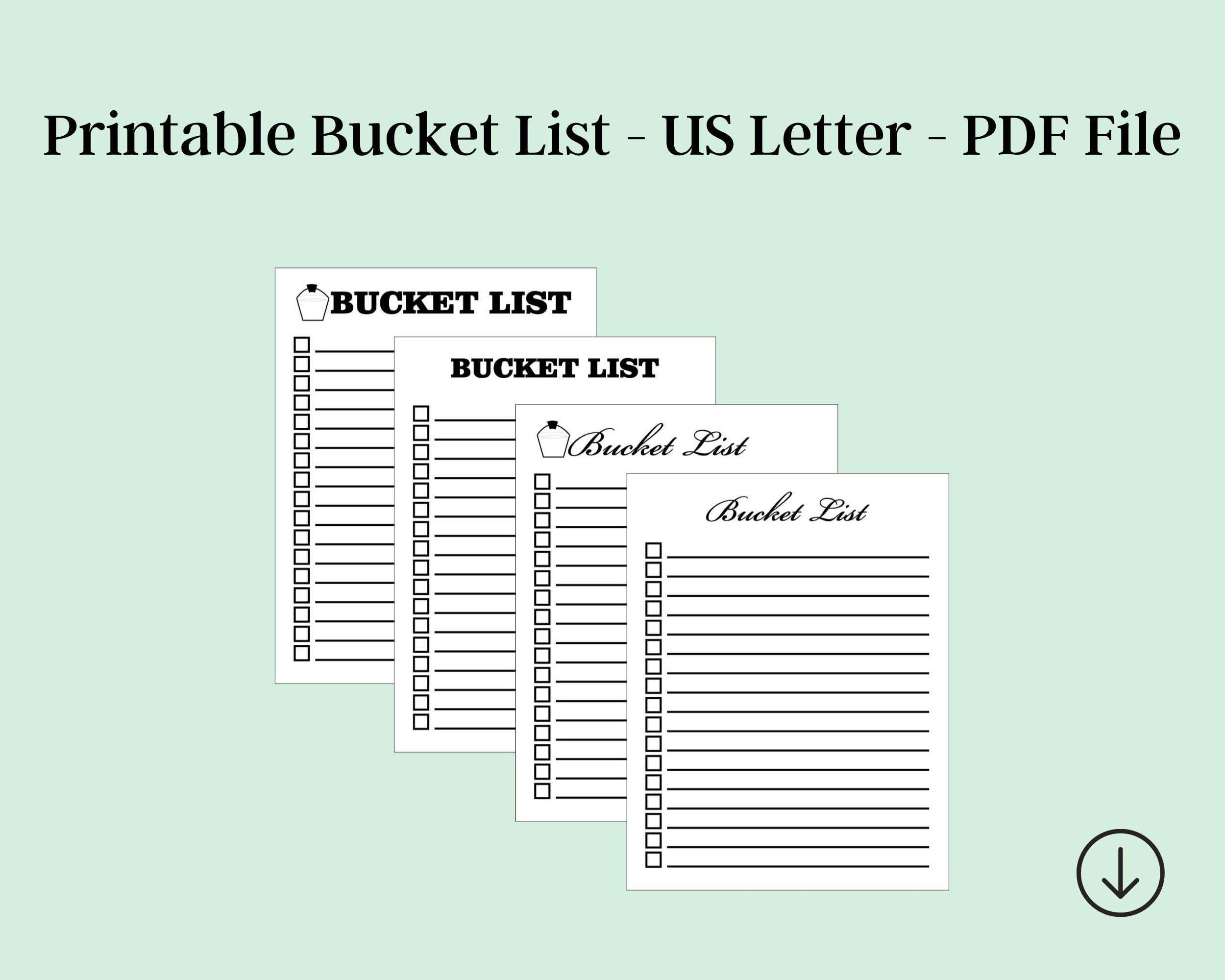Bucket List Template Bucket List Printable Bucket Checklist - Etsy