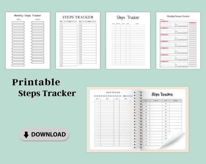 Step Tracker Digital, Step Tracker List Printable, Step Tracker ...