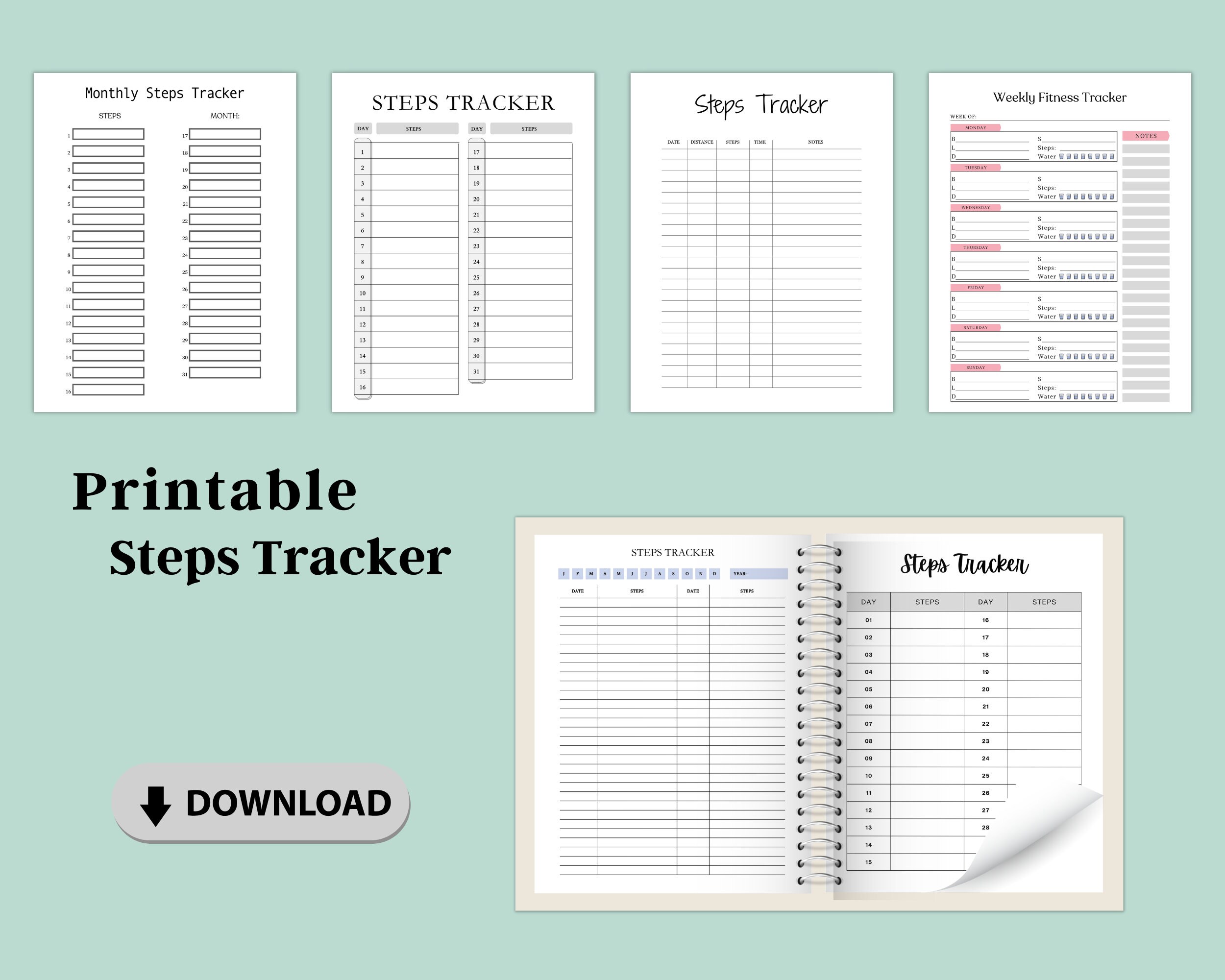 Step Tracker Digital, Step Tracker List Printable, Step Tracker ...