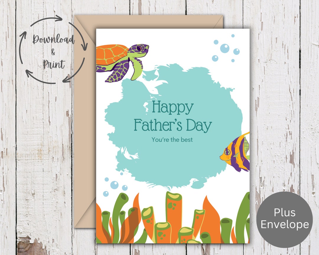 Happy Father's Day Card From Child, Fathers Day Sea Card Template ...