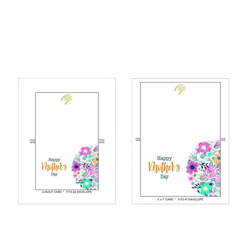Floral Mother's Day Card: Printable Greeting Set (PDF Files) - Etsy