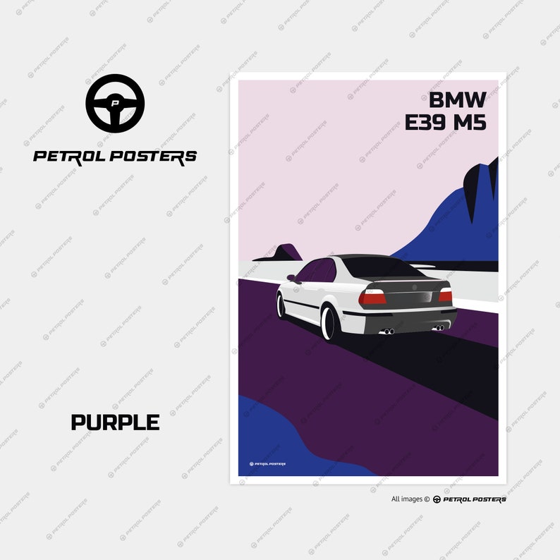 BMW E39 M5 - Car Poster, Car Art, Art Prints, Wall Art, Birthday Gift ...