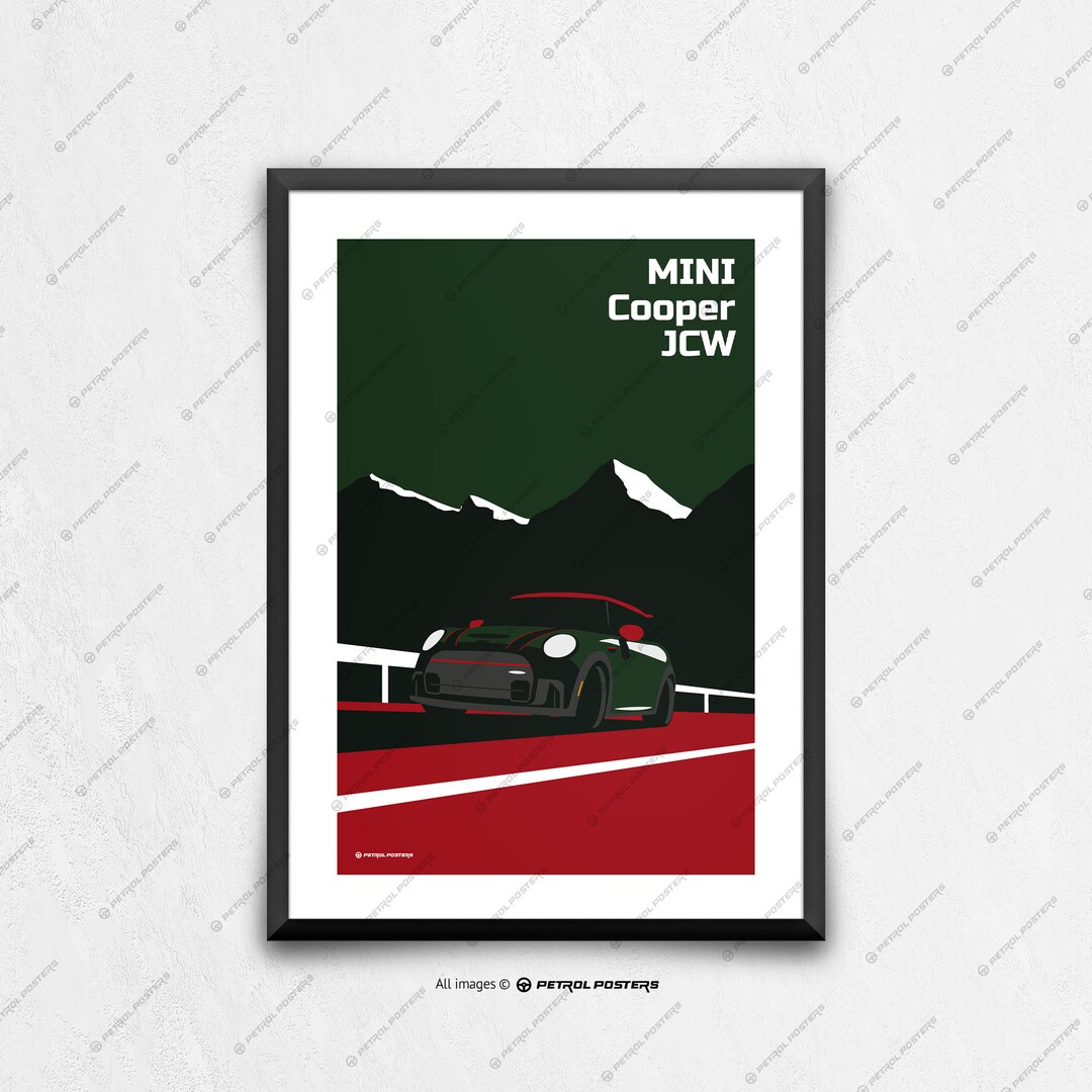 MINI Cooper JCW - Car Poster, Car Art, Art Prints, Wall Art, Birthday ...