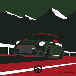 MINI Cooper JCW - Car Poster, Car Art, Art Prints, Wall Art, Birthday ...