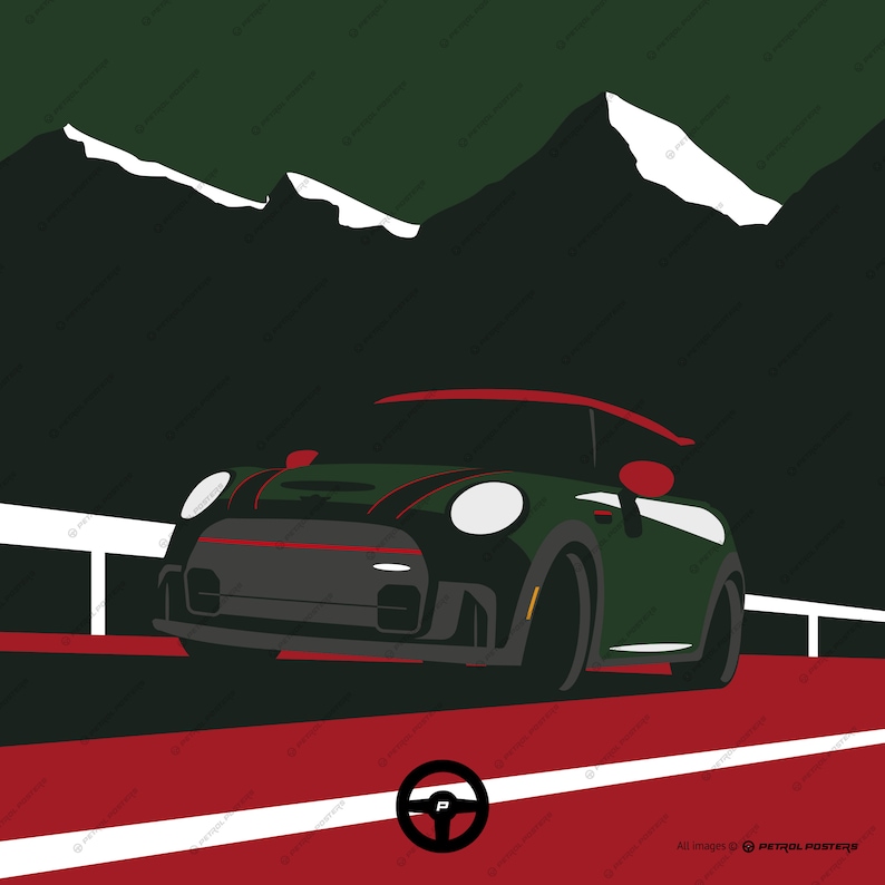 MINI Cooper JCW - Car Poster, Car Art, Art Prints, Wall Art, Birthday ...