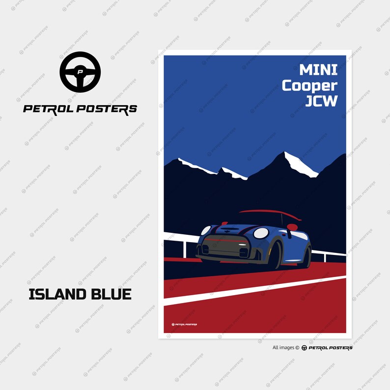 MINI Cooper JCW - Car Poster, Car Art, Art Prints, Wall Art, Birthday ...