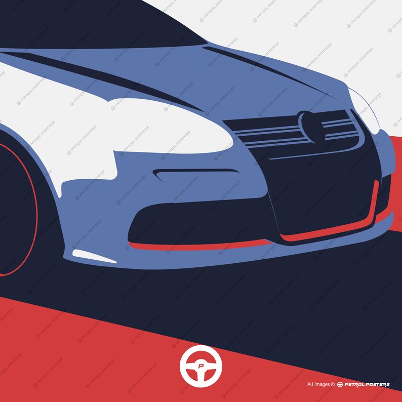 VW Golf V R32 - Car Poster, Car Art, Art Prints, Wall Art, Birthday ...