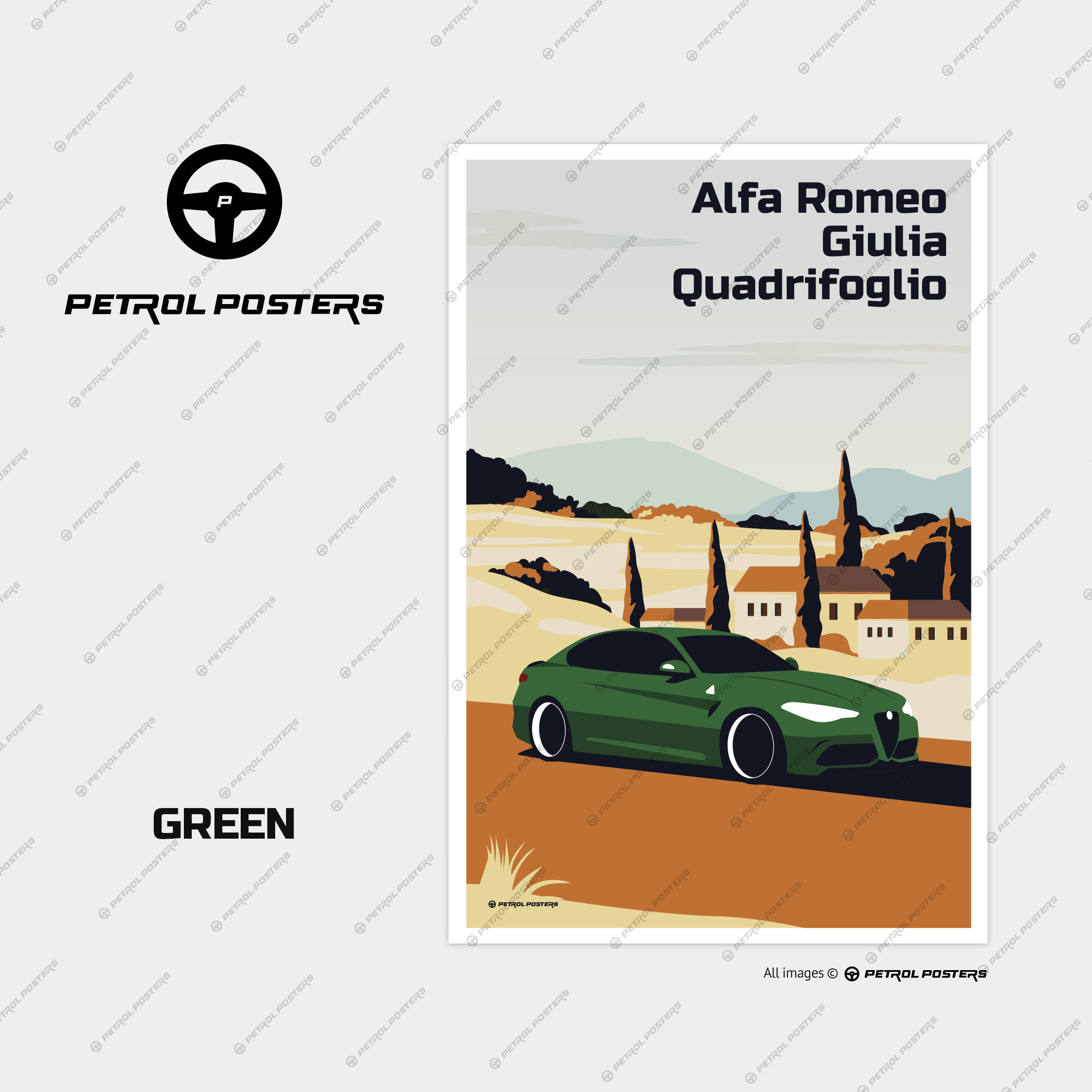 Alfa Romeo Giulia Quadrifoglio - Car Poster, Car Art, Art Prints, Wall ...