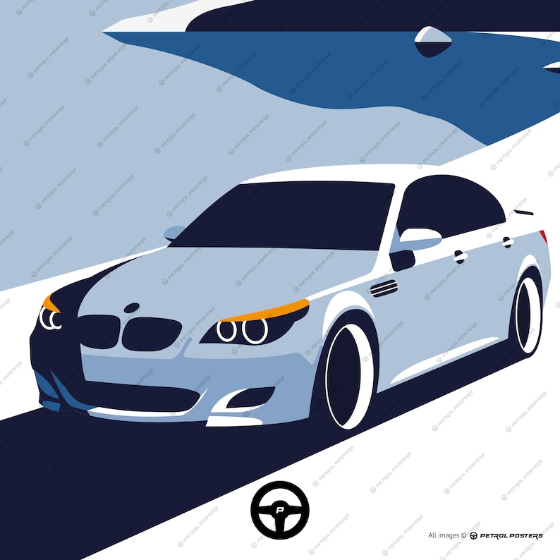 BMW E60 M5 Car Poster: Minimalist Automotive Art Print - Etsy