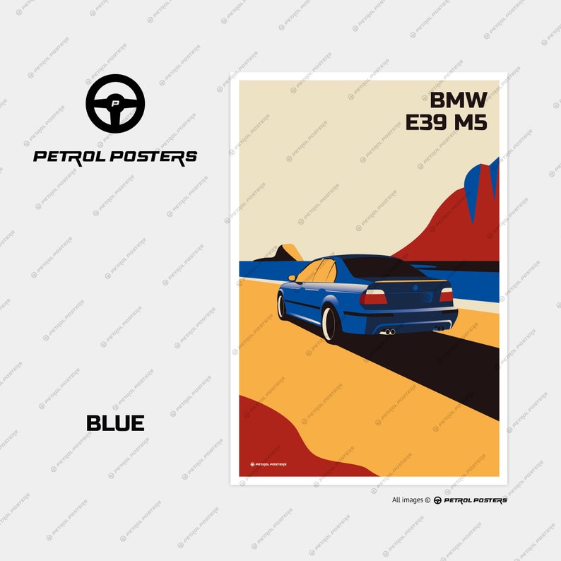 BMW E39 M5 - Car Poster, Car Art, Art Prints, Wall Art, Birthday Gift ...