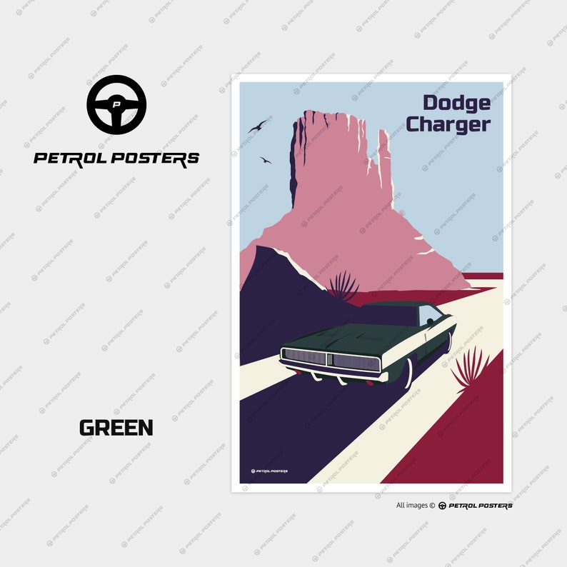 Dodge Charger Art Print: American Muscle Car Poster - Etsy