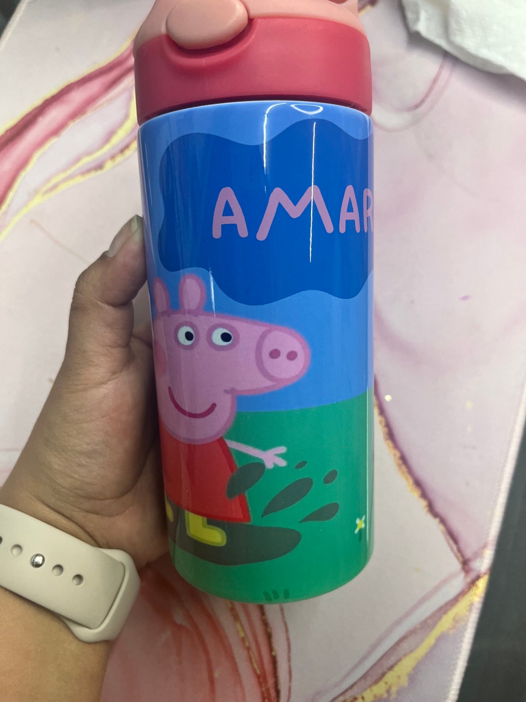 Personalized Pepa Pig Water Bottle, 12oz Stainless Steel Tumbler - Etsy