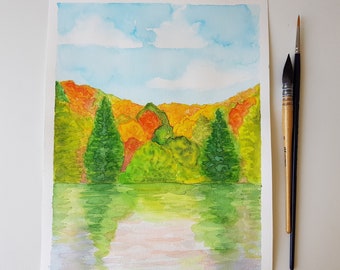 Preppy Landscape Watercolor - Etsy