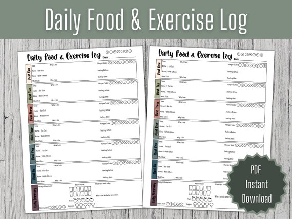 Daily Food & Exercise Log Printable PDF Download Autumn - Etsy