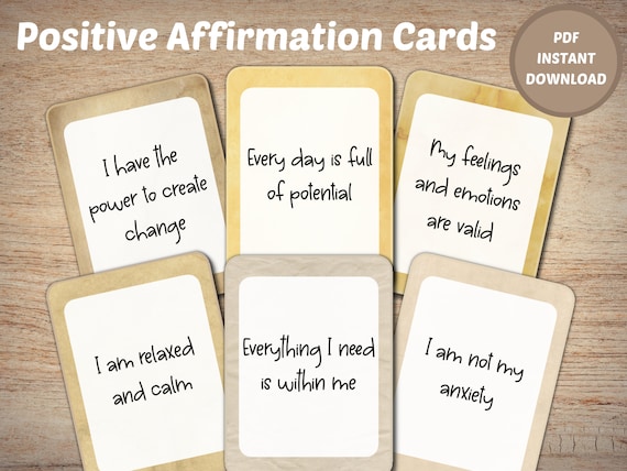 Printable Positive Affirmations Cards Set of 24 PDF - Etsy