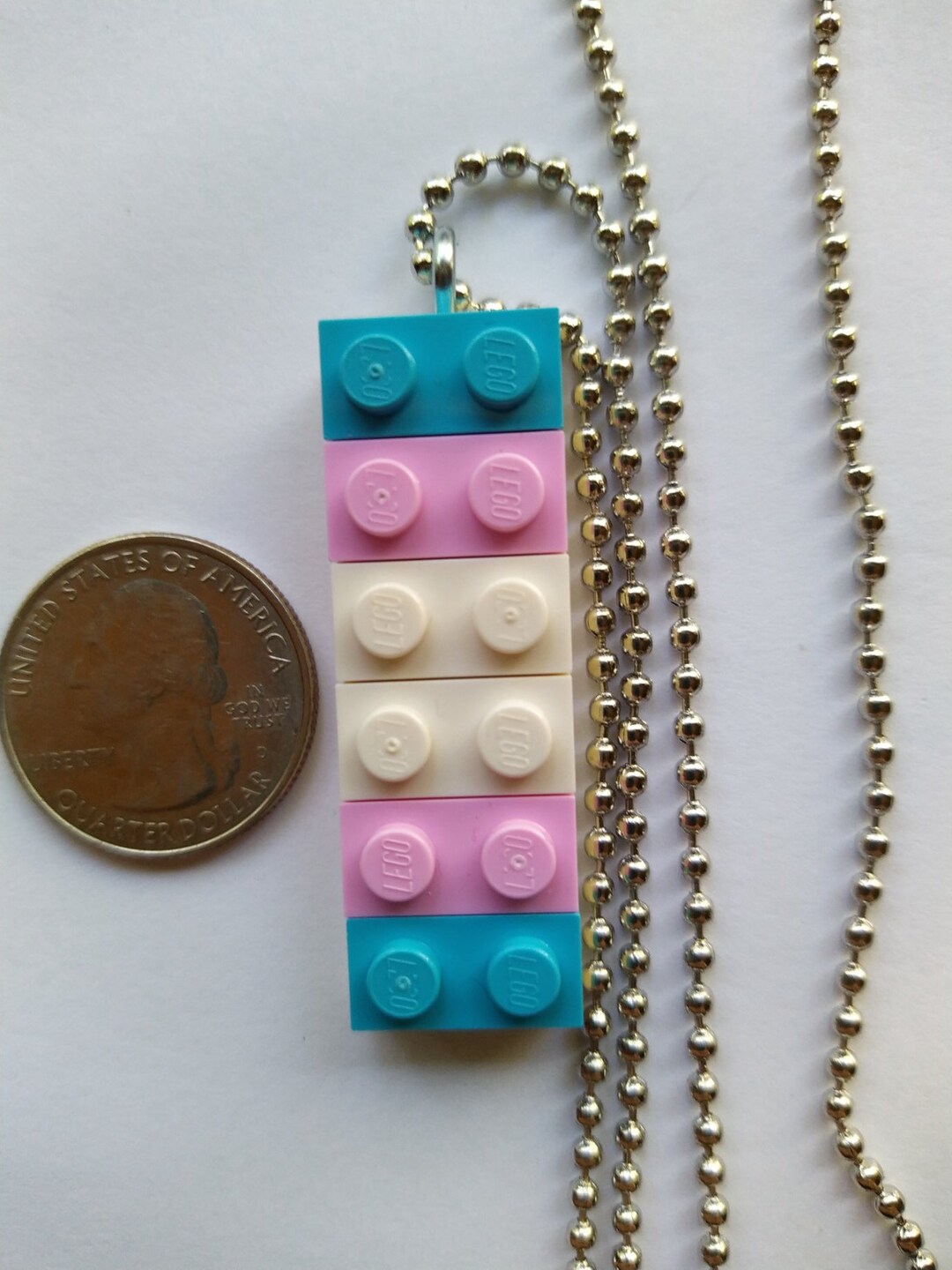LGBTQ+ Trans Transgender Necklace With Lego® Pieces in Light Blue, Pink ...