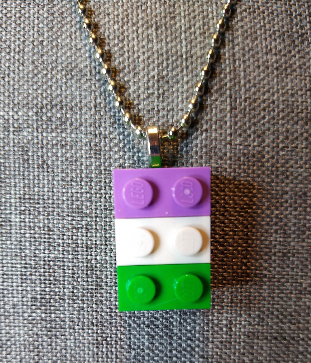LGBTQ+ Gender Queer Flag Inspired Lego (R) Necklace. Lavender, White ...