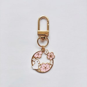 Cute Enamel Sakura Rabbit Keychain & Phone Strap - Etsy