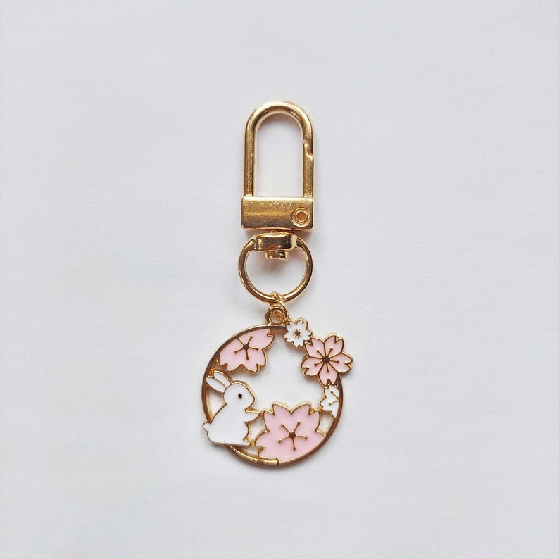 Cute Enamel Sakura Rabbit Keychain & Phone Strap - Etsy