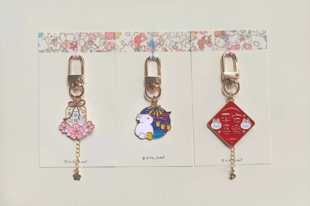 Cute Enamel Rabbit Good Luck Charms Keychain - Etsy