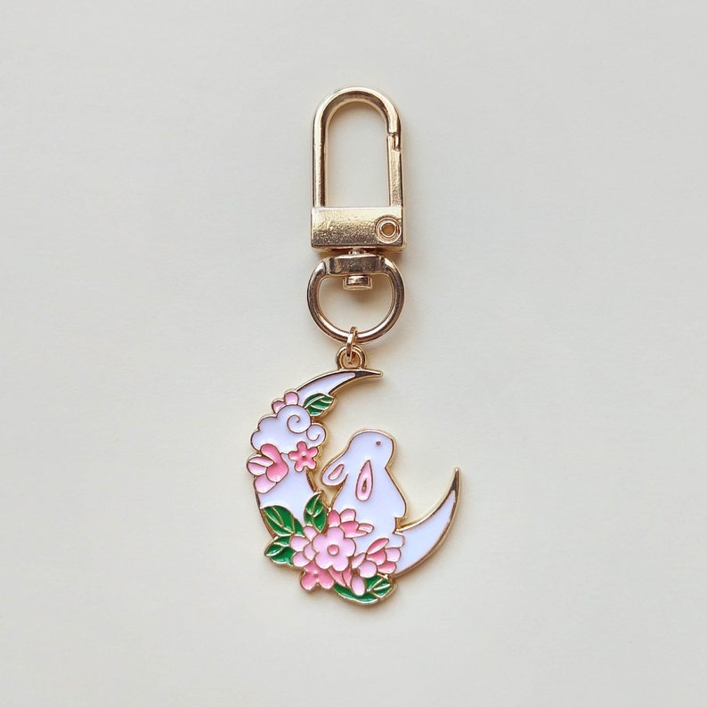 Enamel Moon Rabbit Keychain & Phone Strap - Etsy