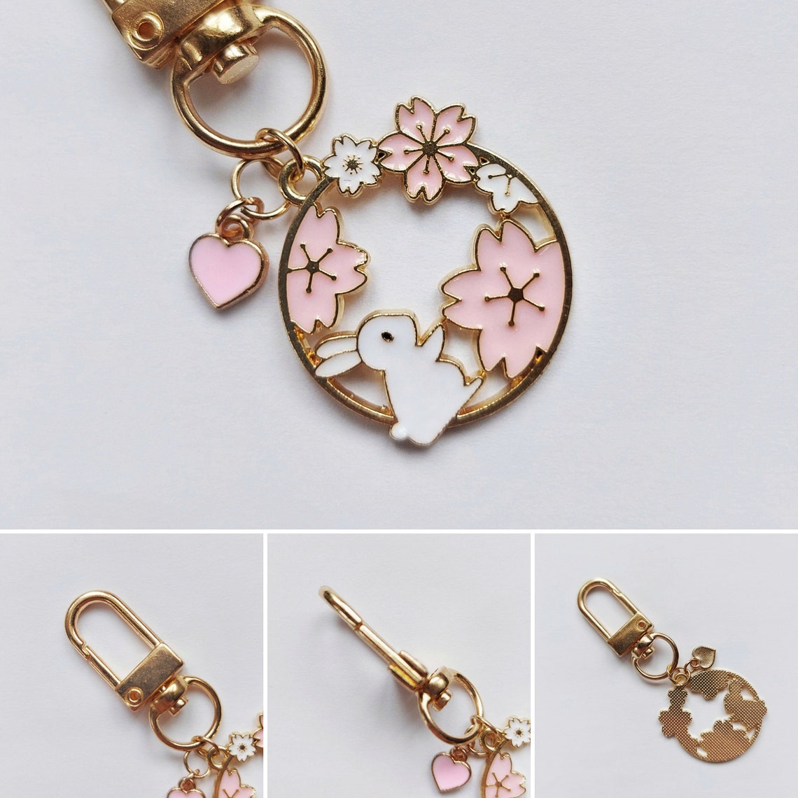 Cute Enamel Sakura Rabbit Keychain & Phone Strap - Etsy