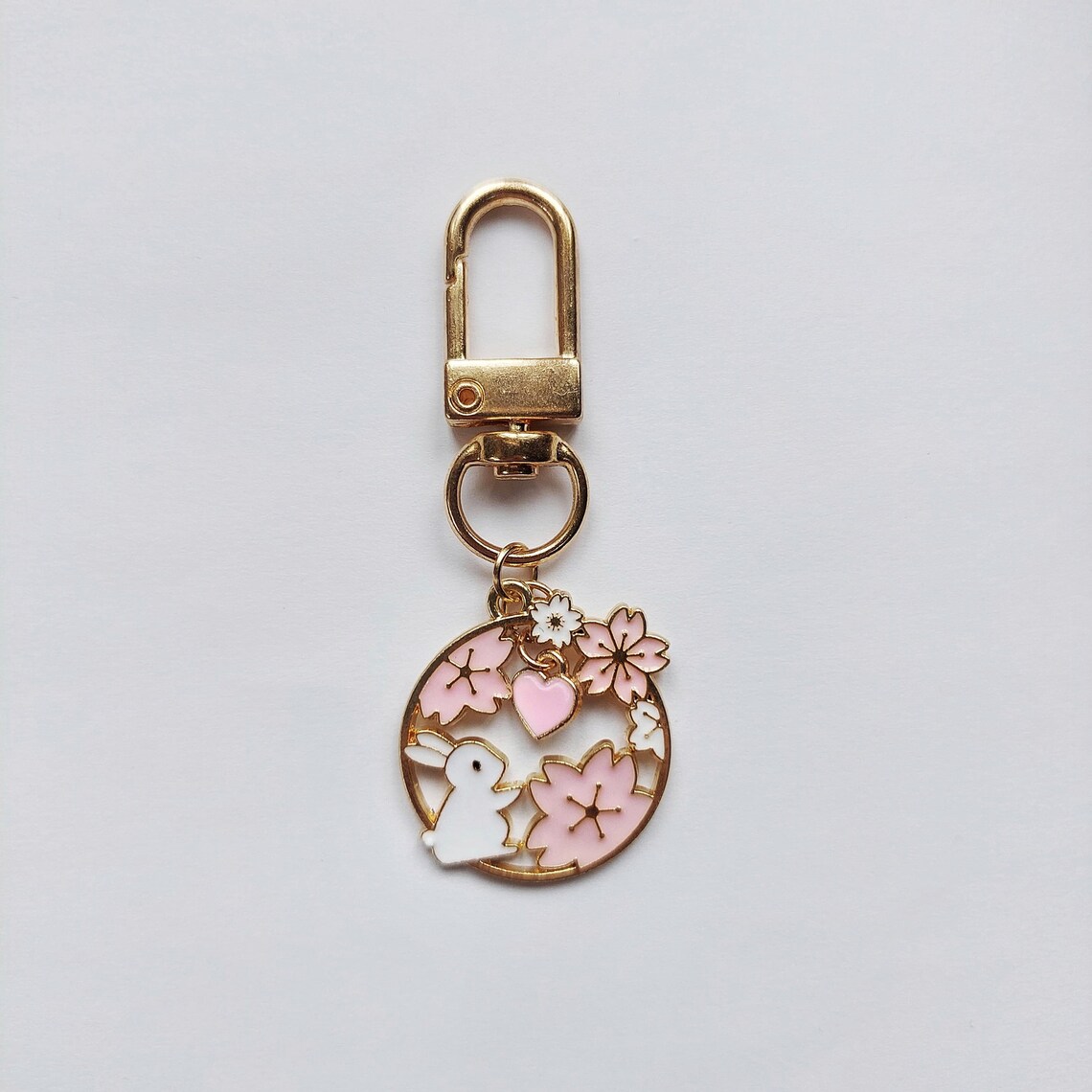 Cute Enamel Sakura Rabbit Keychain & Phone Strap - Etsy