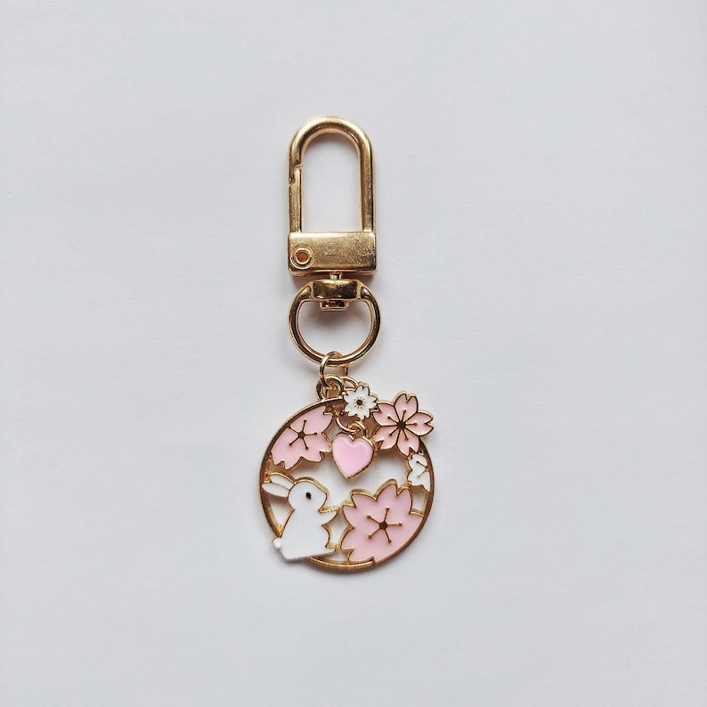 Cute Enamel Sakura Rabbit Keychain & Phone Strap - Etsy