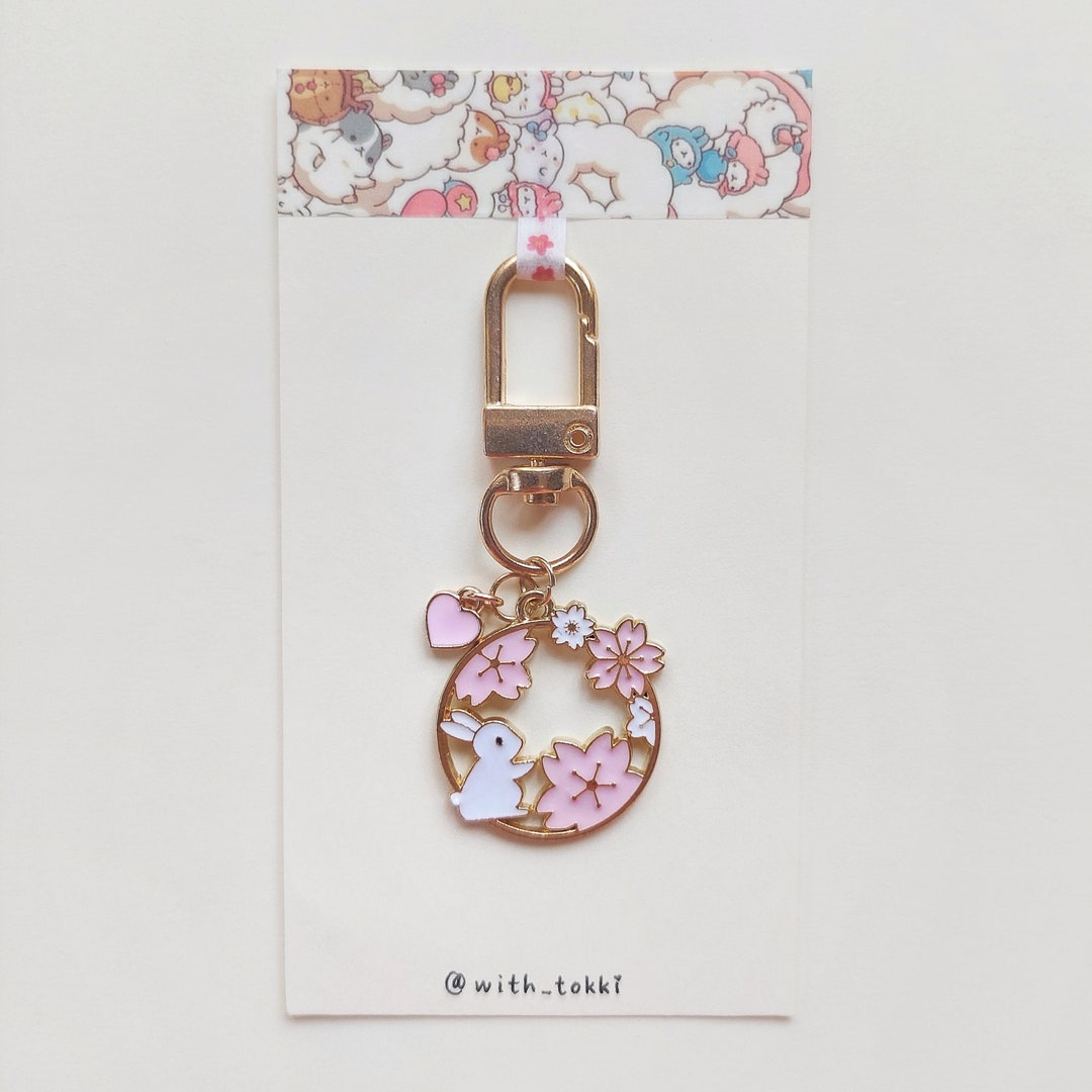 Cute Enamel Sakura Rabbit Keychain & Phone Strap - Etsy
