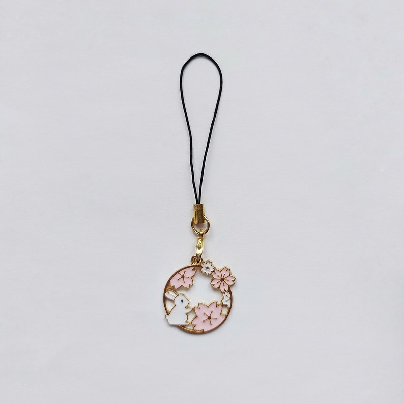 Cute Enamel Sakura Rabbit Keychain & Phone Strap - Etsy