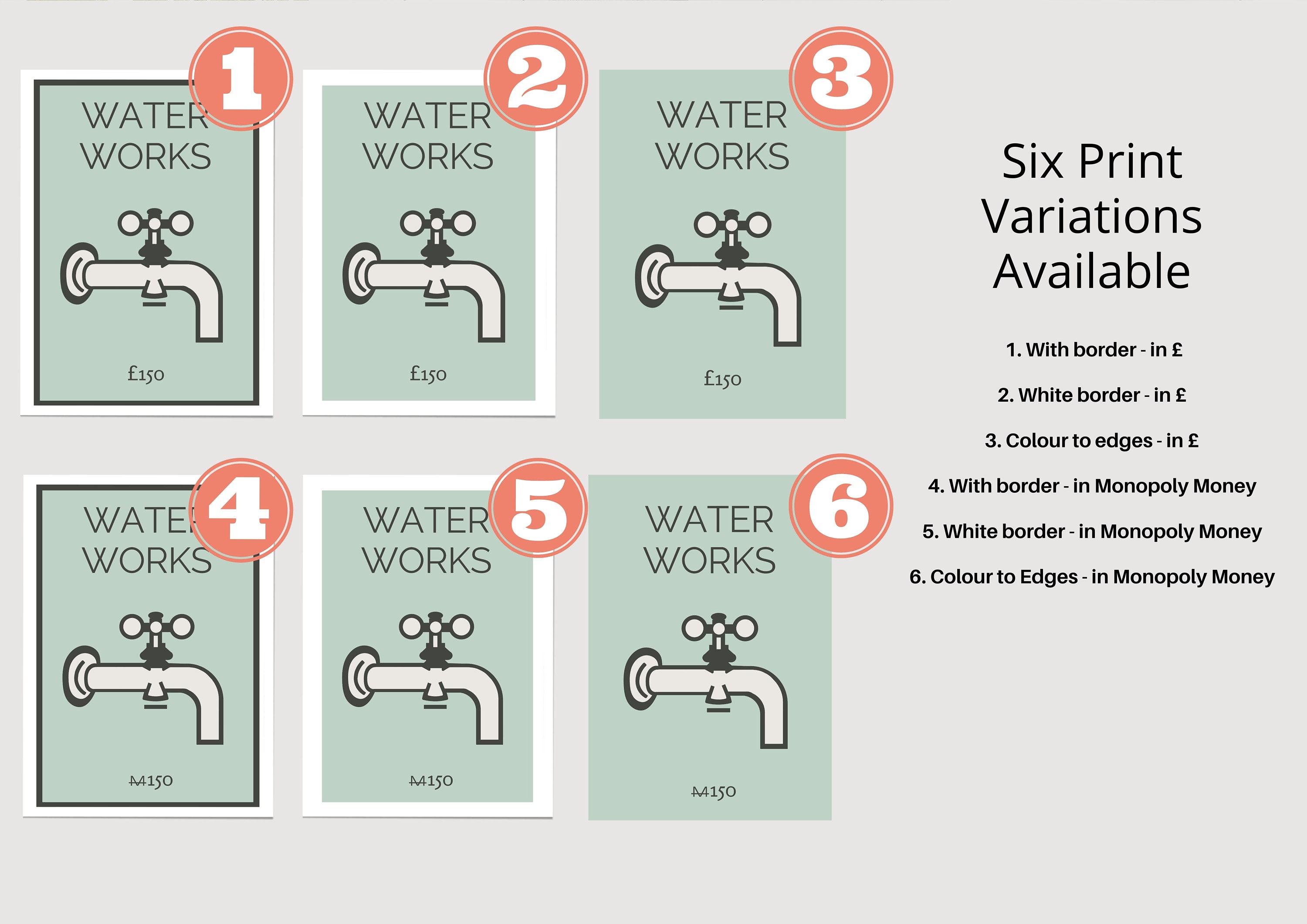 Water Works Monopoly Print New Home Gift House Monopoly - Etsy UK