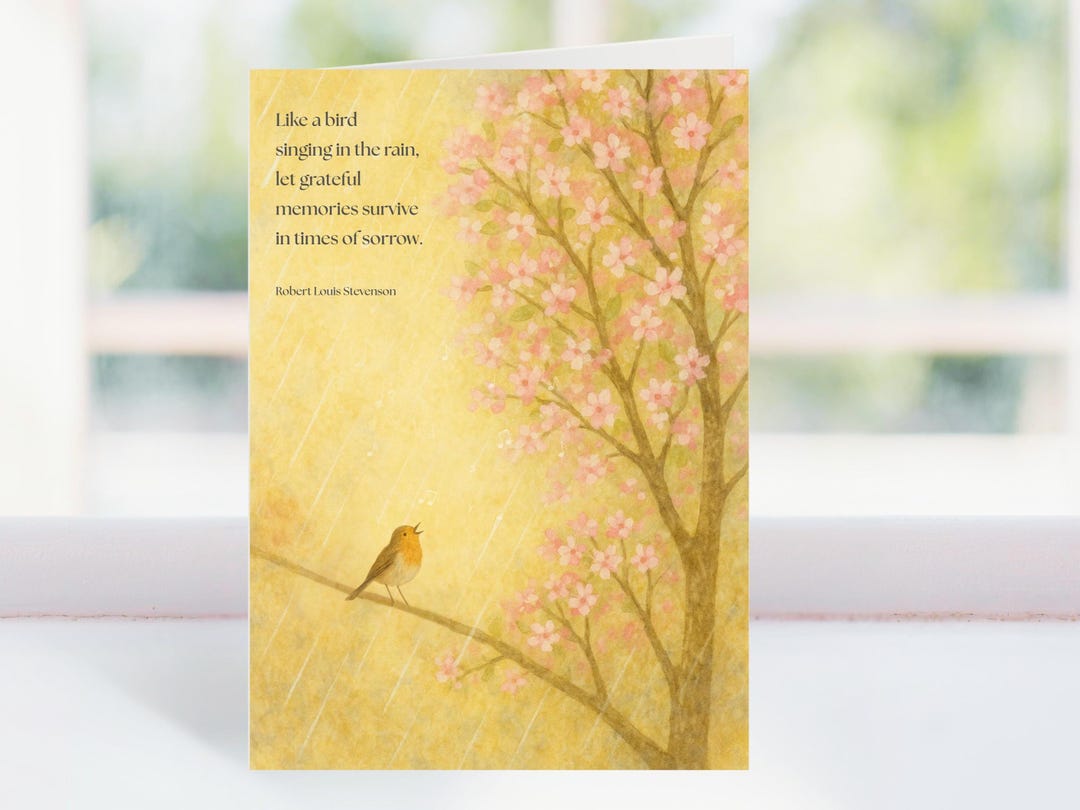 Bird and Blossom Sympathy Card | Bereavement Condolence Card - Etsy UK