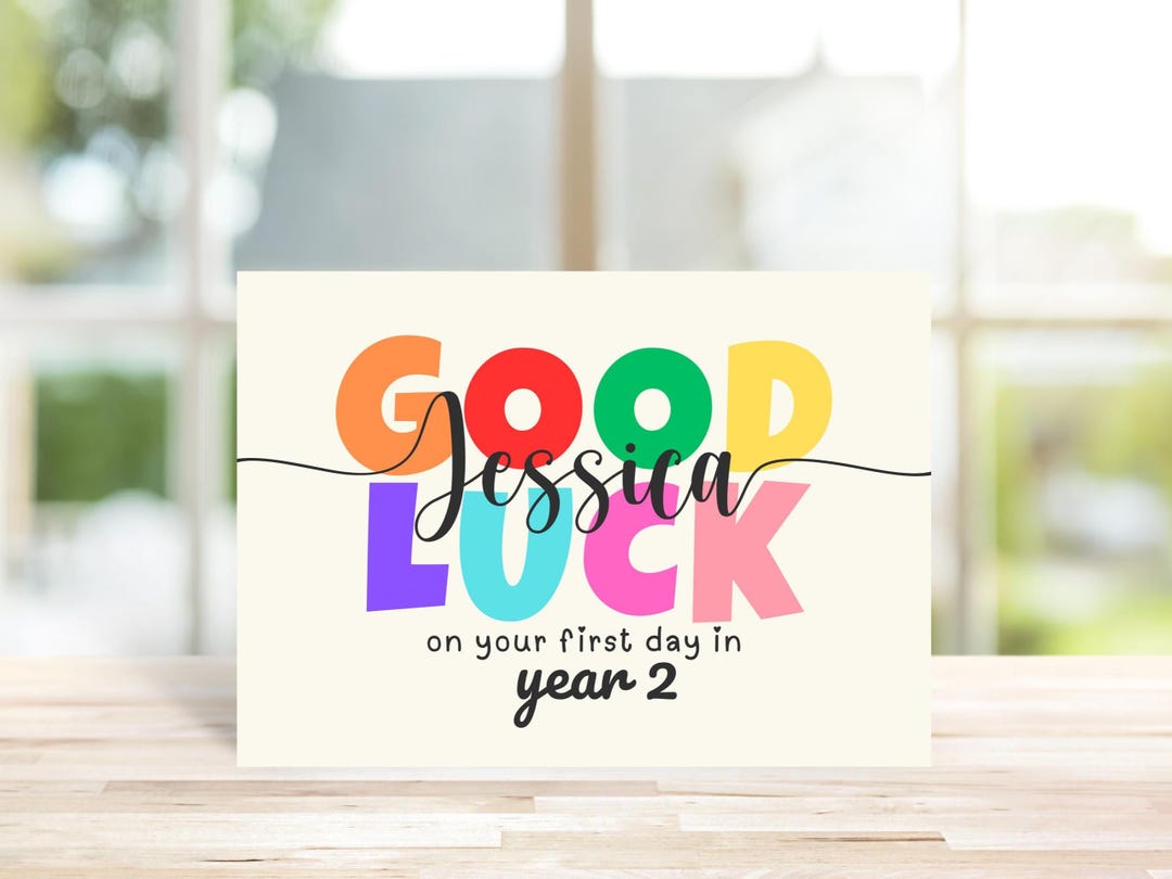 Personalised Good Luck Card, Bright Rainbow Colors, First Day of School ...