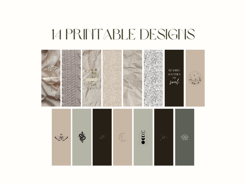 14 Printable Bookmarks | Aesthetic Boho Bookmark Designs, Instant ...