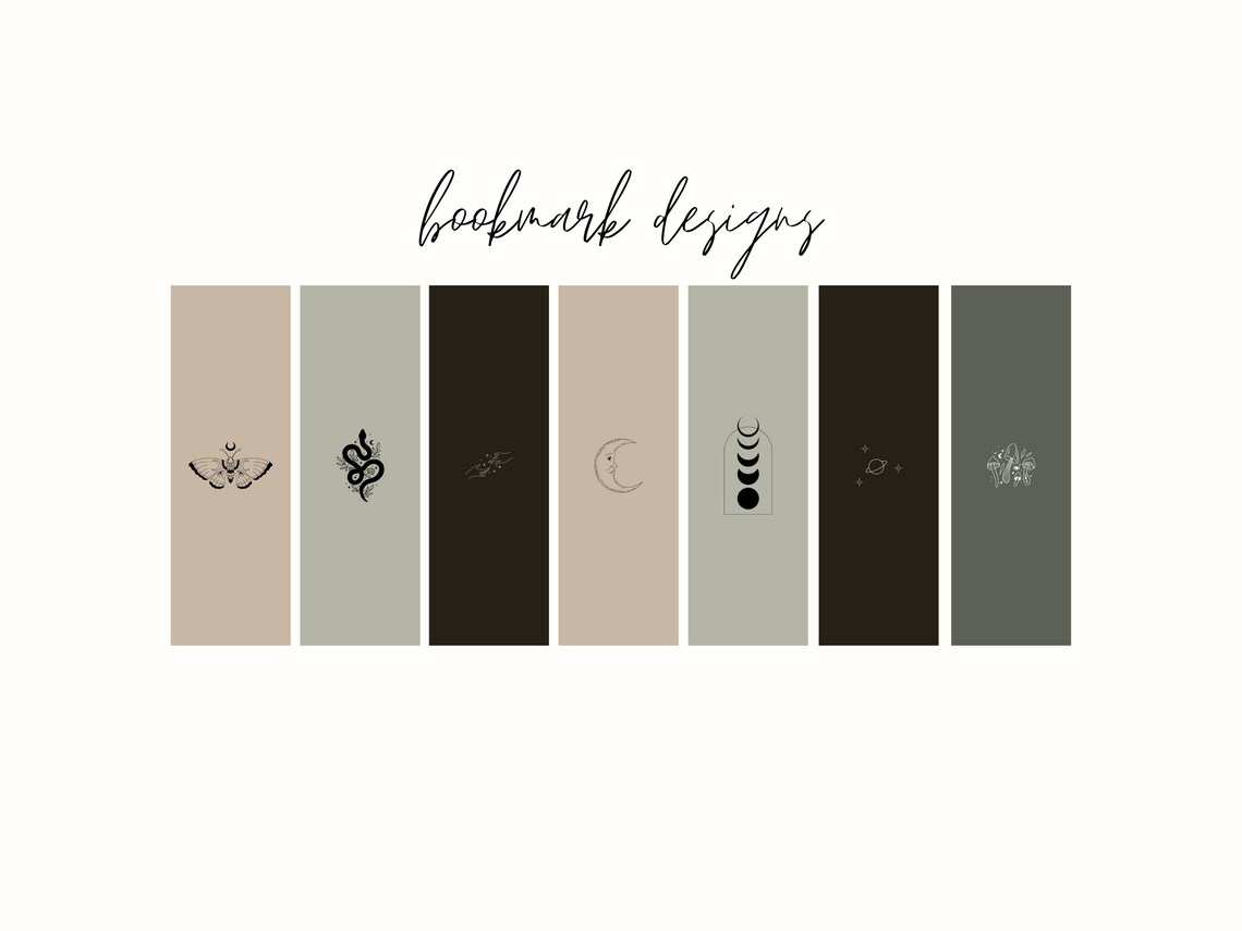 14 Printable Bookmarks | Aesthetic Boho Bookmark Designs, Instant ...