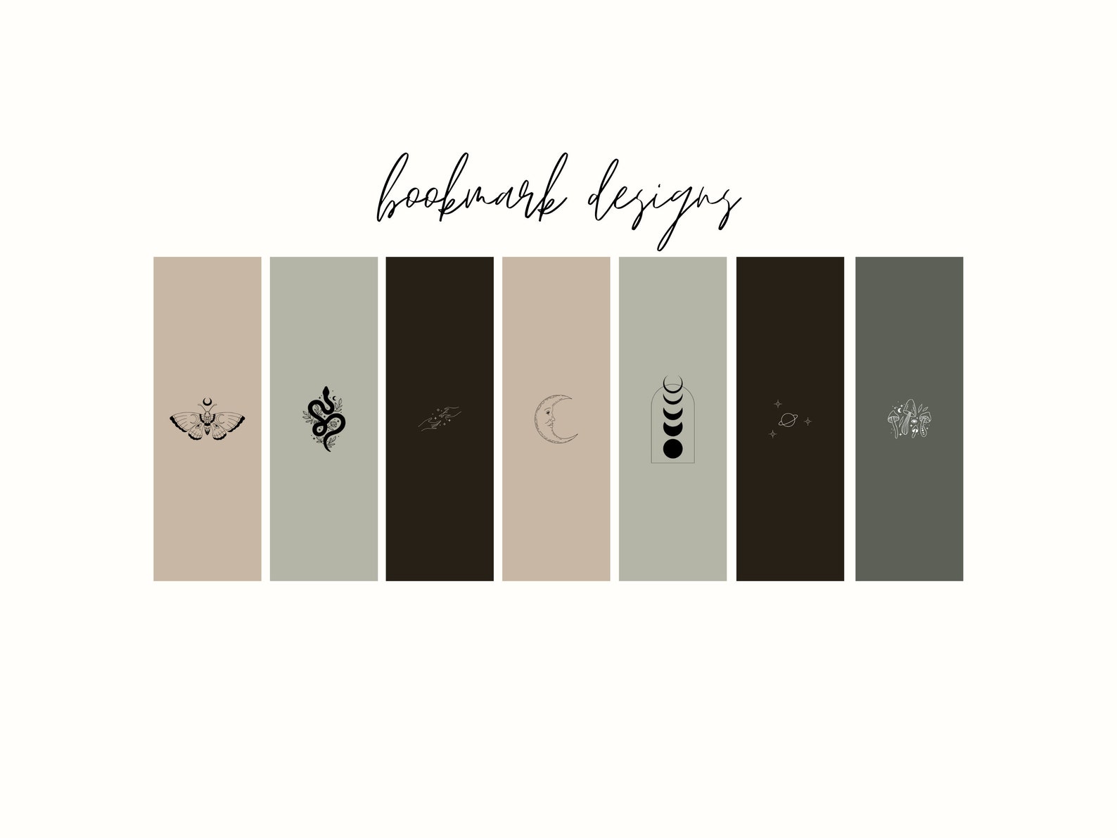 14 Printable Bookmarks | Aesthetic Boho Bookmark Designs, Instant ...