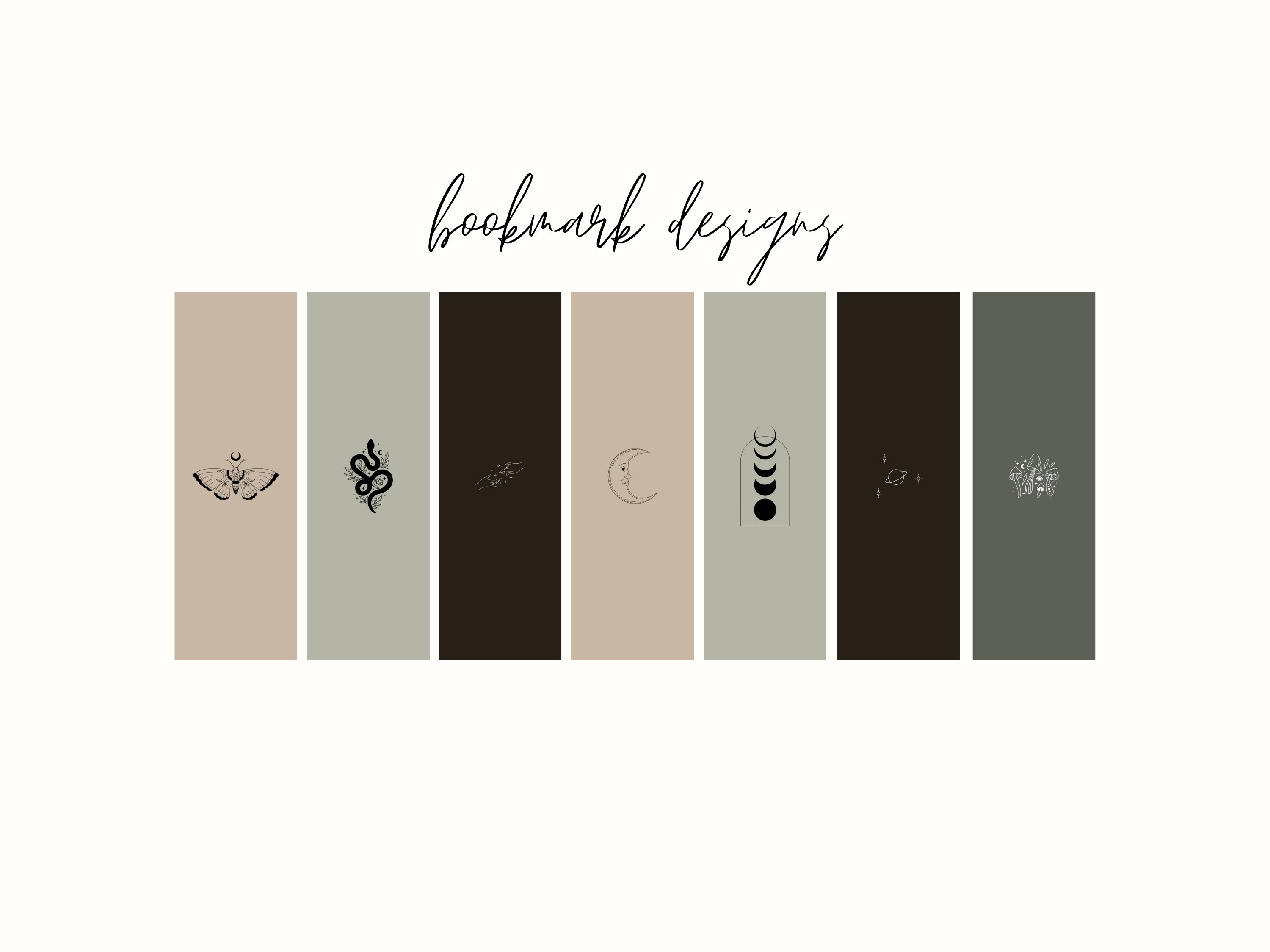 14 Printable Bookmarks | Aesthetic Boho Bookmark Designs, Instant ...