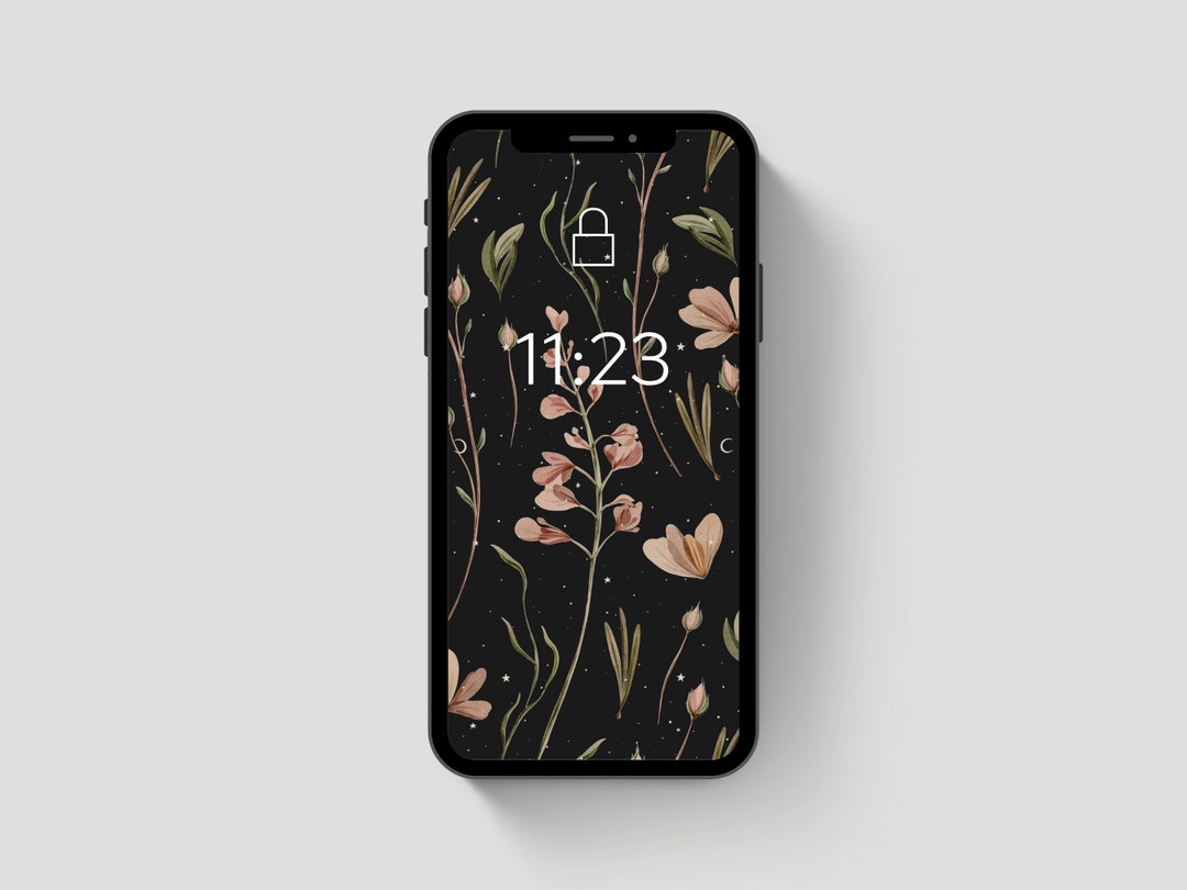 Aesthetic Phone Wallpaper | Pink Botanical Design, Leaves, Celestial ...