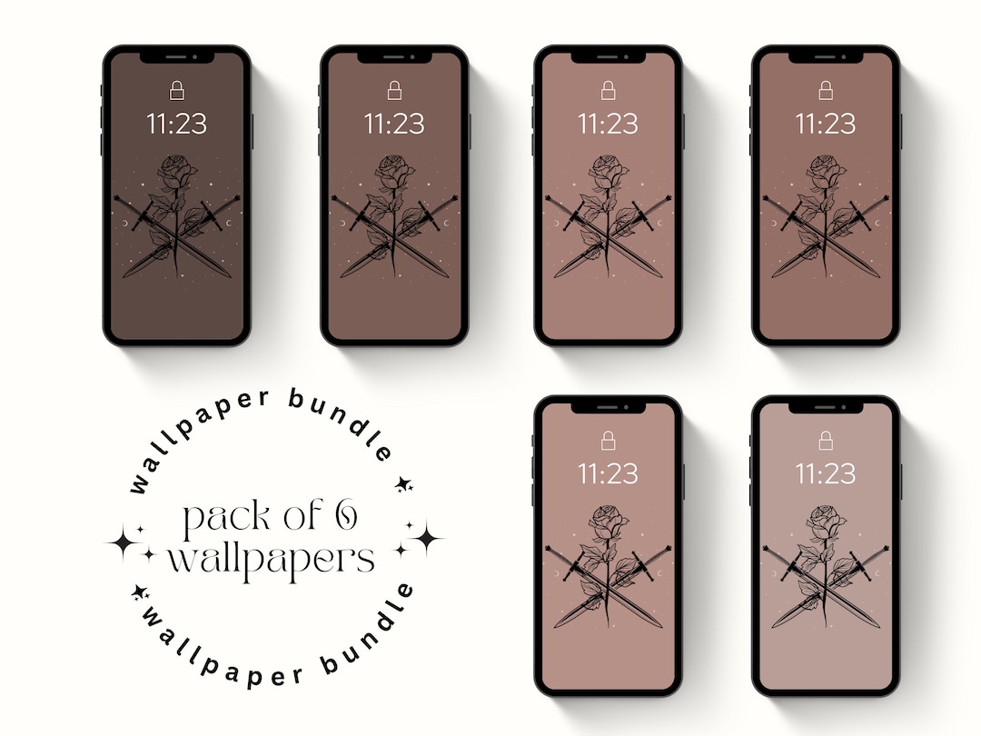Aesthetic Phone Wallpaper Bundle | Pack Of 6 | Rose And Swords, Blush