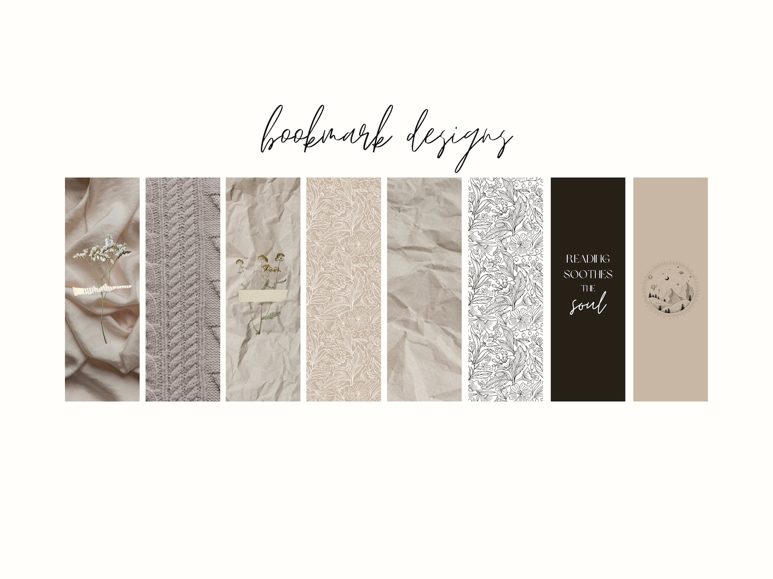 14 Printable Bookmarks | Aesthetic Boho Bookmark Designs, Instant ...