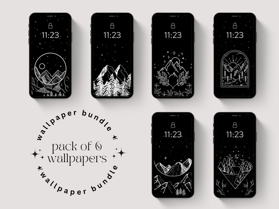Aesthetic Phone Wallpaper Bundle | Pack Of 6 | Minimalist Mountain And 