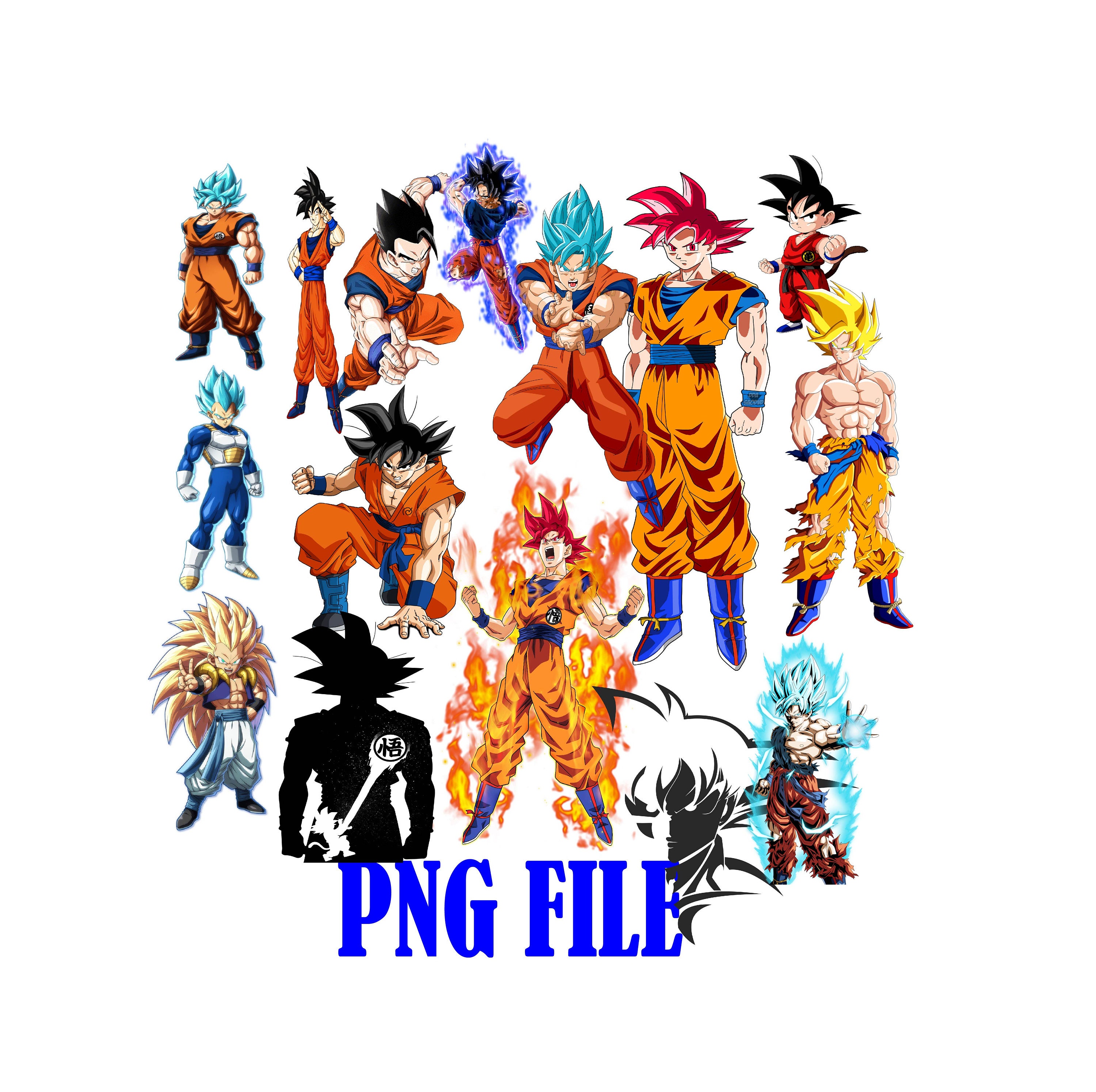 Goku 15 File png Bundle Layered Digital Vector File. - Etsy