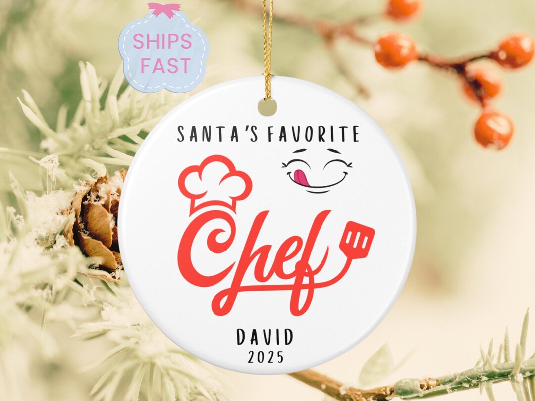 Custom Chef Ornament Gift for Chef Man, Santa's Favorive Chef Gifts for ...