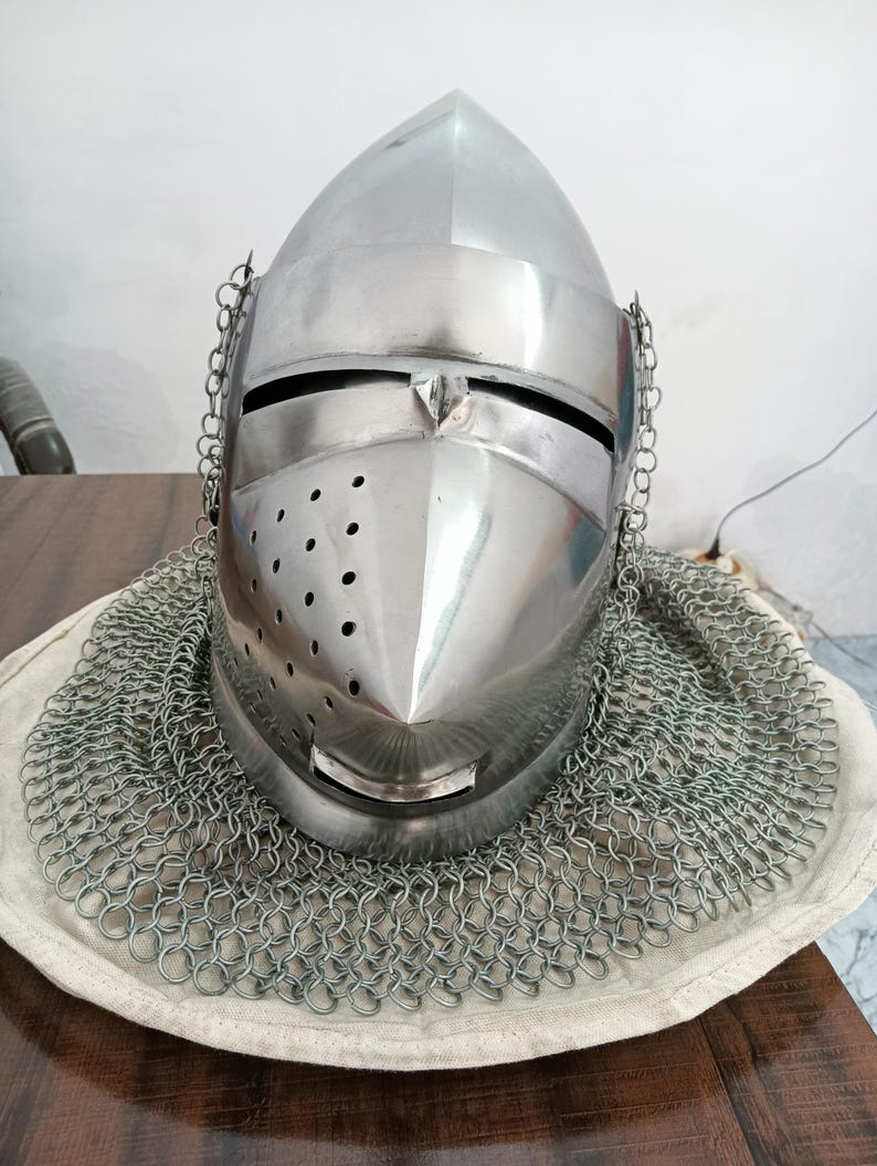Pig Face Bascinet Medieval Helmet | Silver Knight Armor for SCA, LARP ...