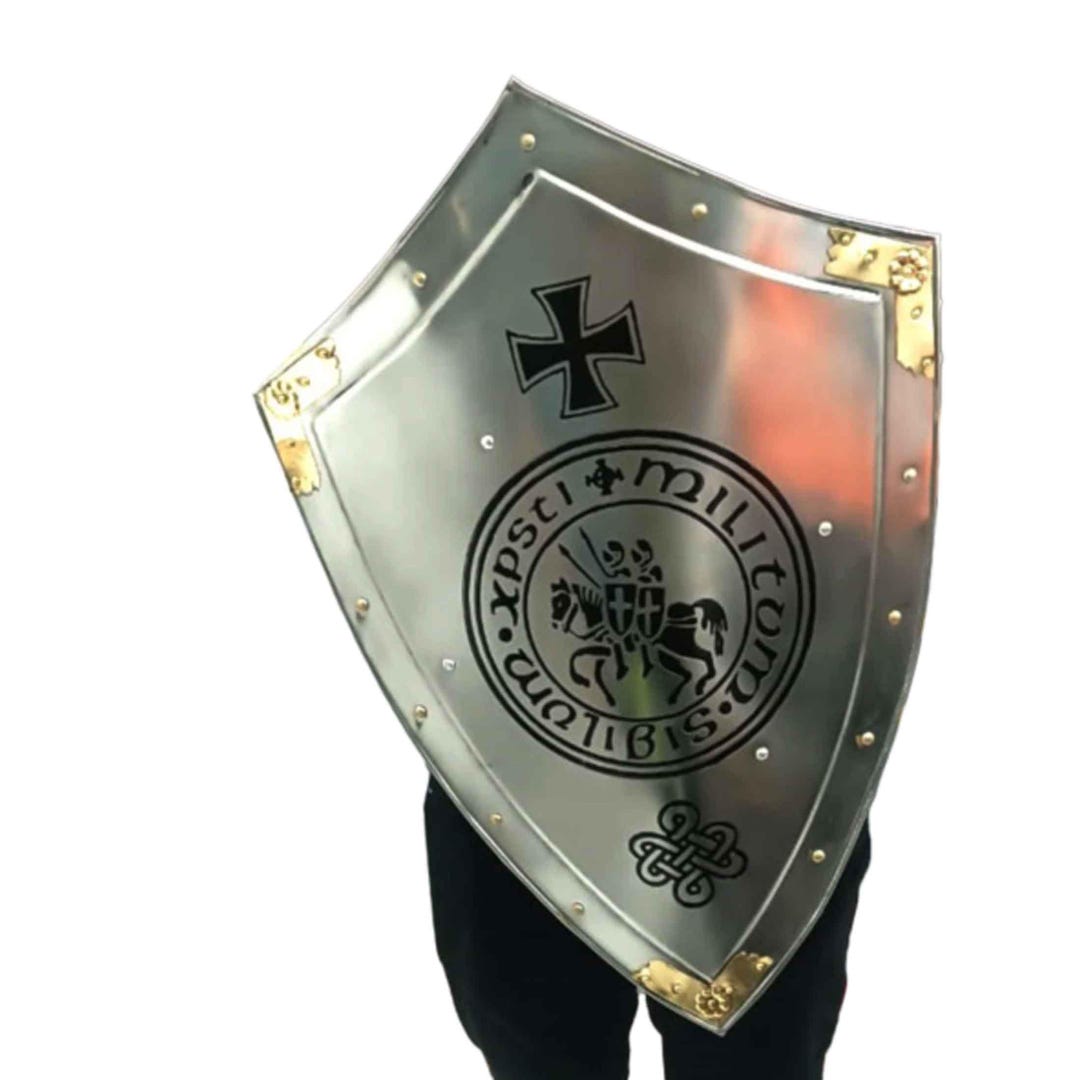 Medieval Templar Shield: Knight Crusader Armor, 24" Steel Collectible ...